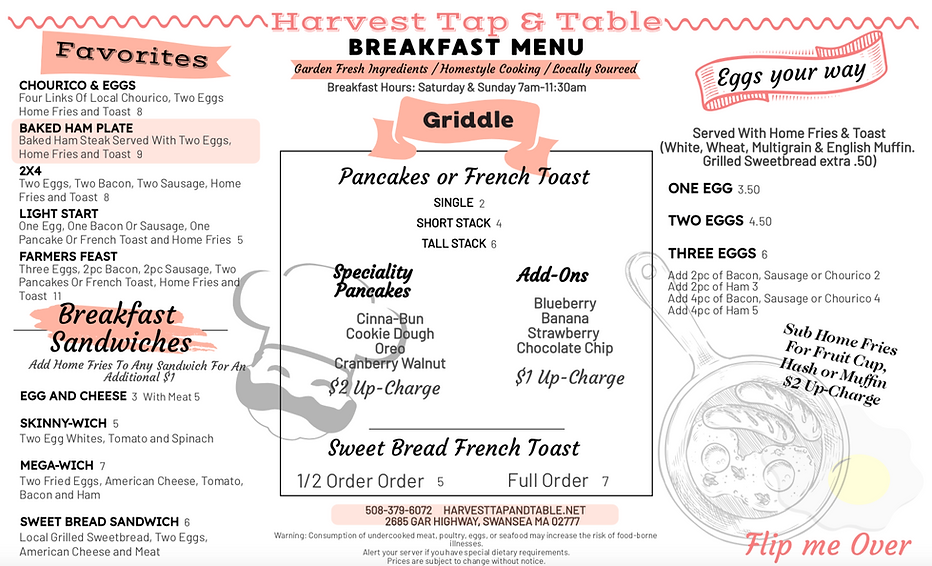Breakfast Menu Harvest Tap Table breakfast-menu-harvest-tap-table
